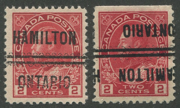 Canada Town & City Precancel - HAMILTON 1-106, 1-106-I - Deveney Stamps