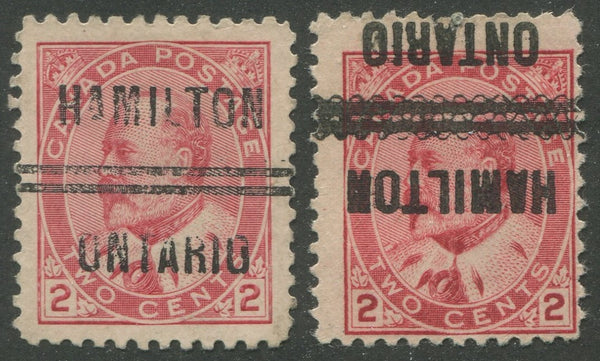Canada Town & City Precancel - HAMILTON 1-90, 1-90-I - Deveney Stamps