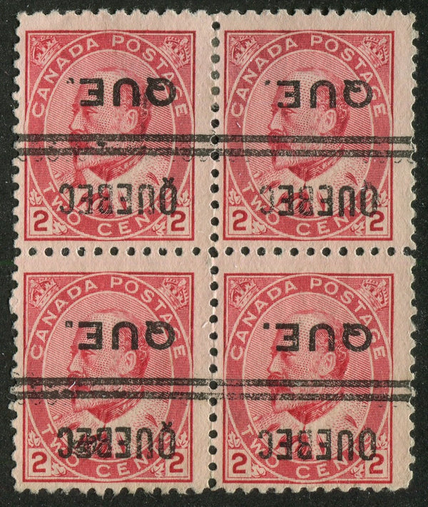 Canada Town & City Precancel - QUEBEC 1-90-I Block of 4 - Deveney Stamps