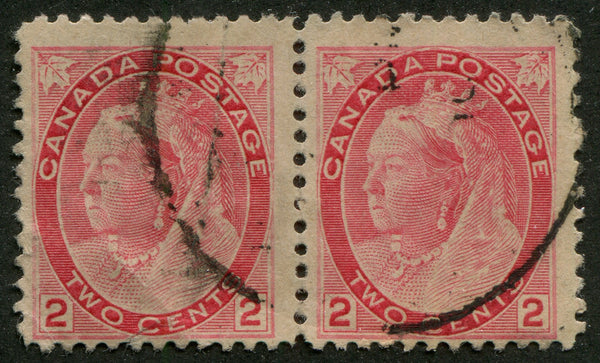 Canada #77 - Used Pair, Major Re-Entry - Deveney Stamps