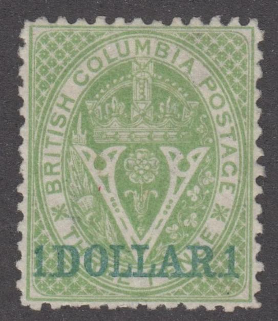 BRITISH COLUMBIA #18 UNUSED 210921 - Deveney Stamps