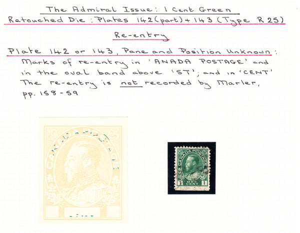 Canada #104 - Used, Re-entry (Marler Type R25) - Deveney Stamps