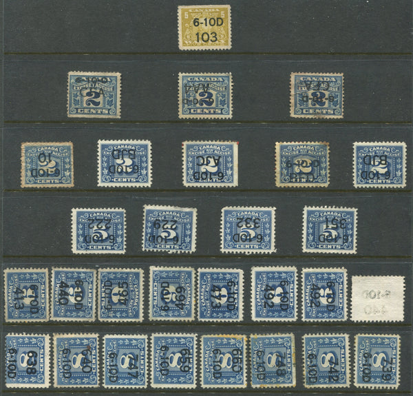 Canada Excise Stamp Precancel Collection 190424 - Deveney Stamps