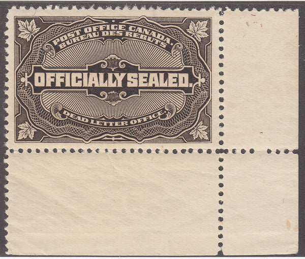 Back of the Book - Canada OX4 - Mint Plate Corner - Deveney Stamps