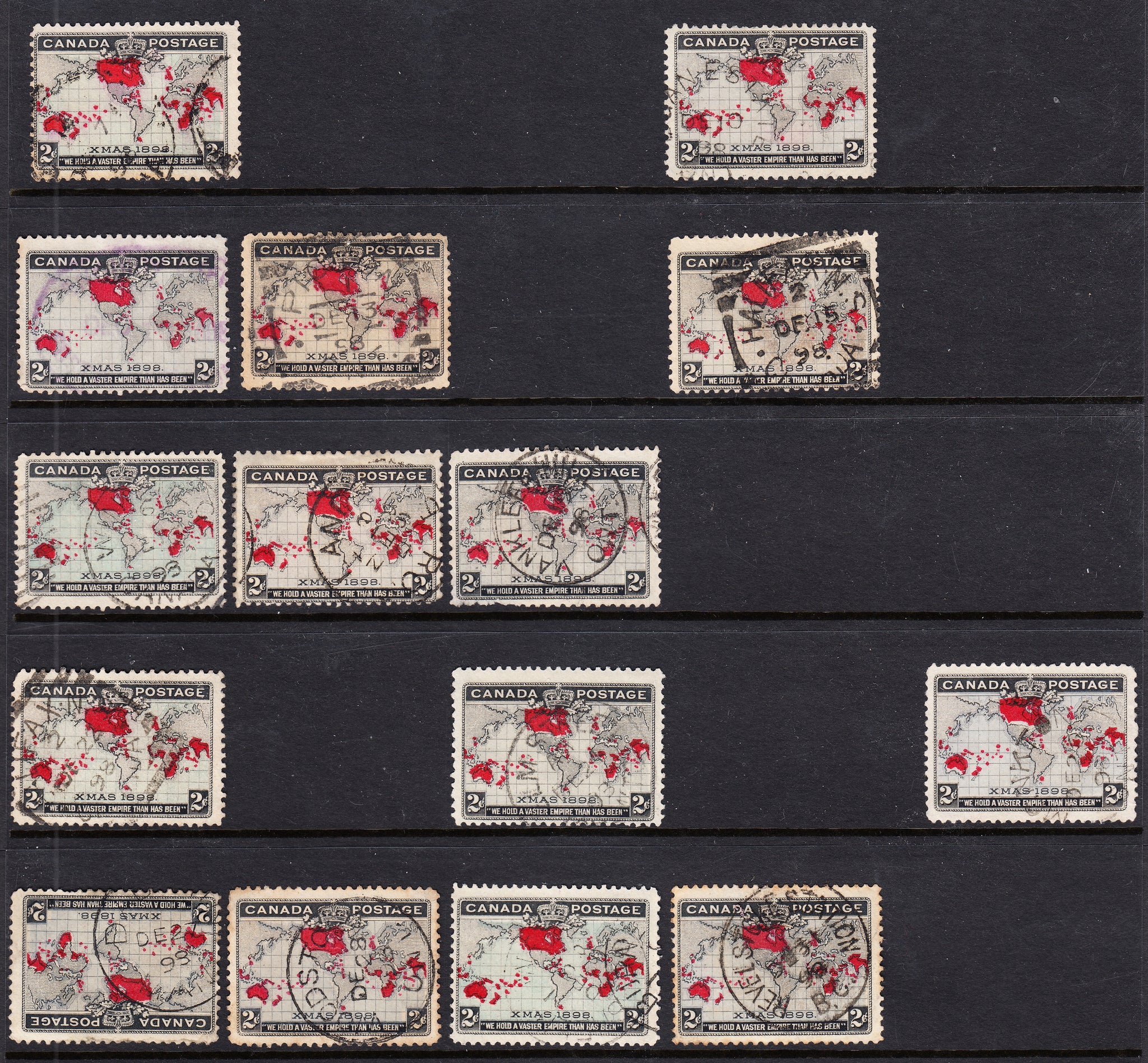 85/86 Map Stamp Calendar Collection (Dec 1 - Dec 31, 1898) - Deveney Stamps