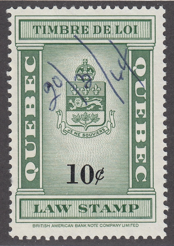 CANADA REVENUE QL109 USED QUEBEC LAW STAMP 210727 - Deveney Stamps